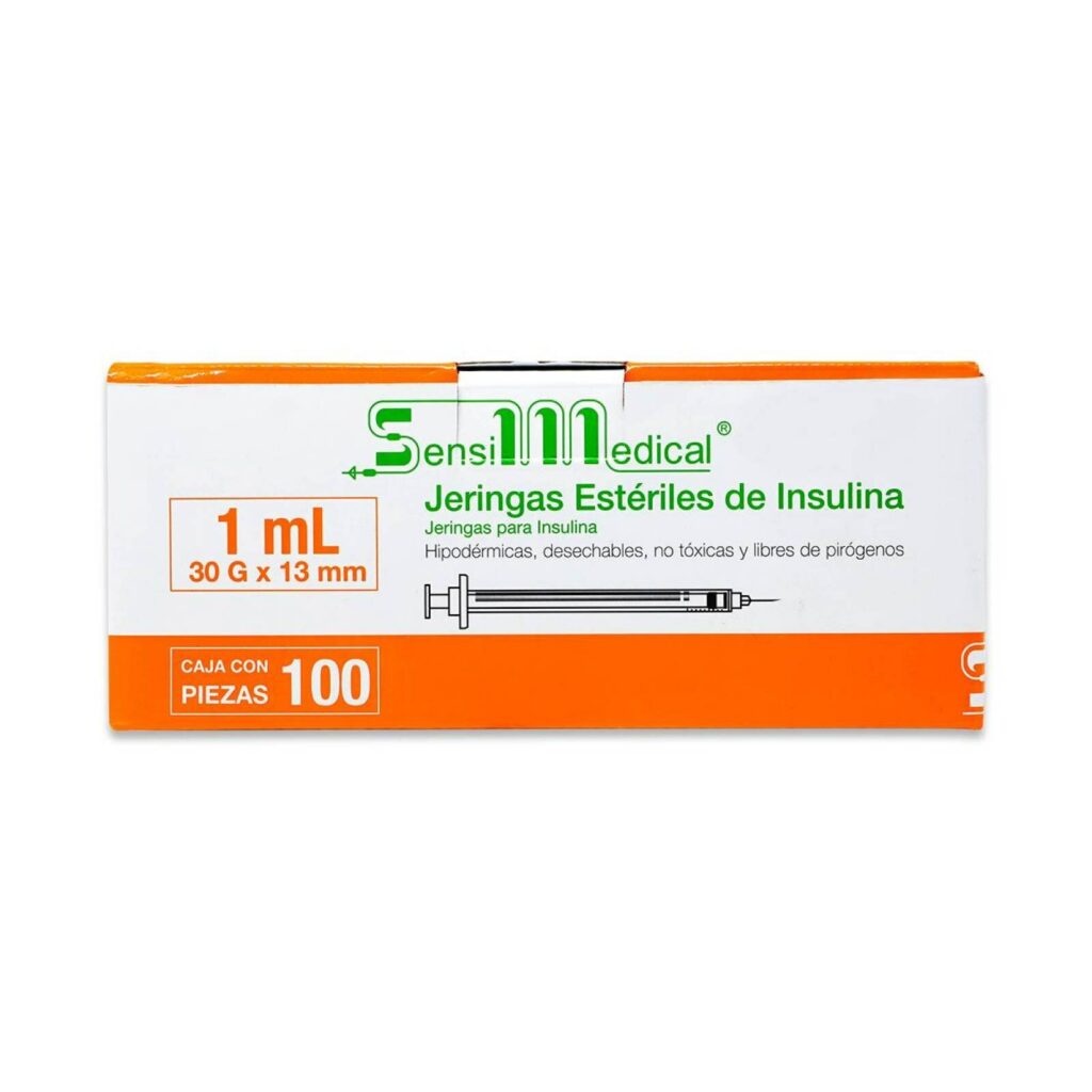 CAJA DE JERINGA PARA INSULINA 1 ML 30 G X 13 MM – CON 100 PZAS – DVC Medical Life Care